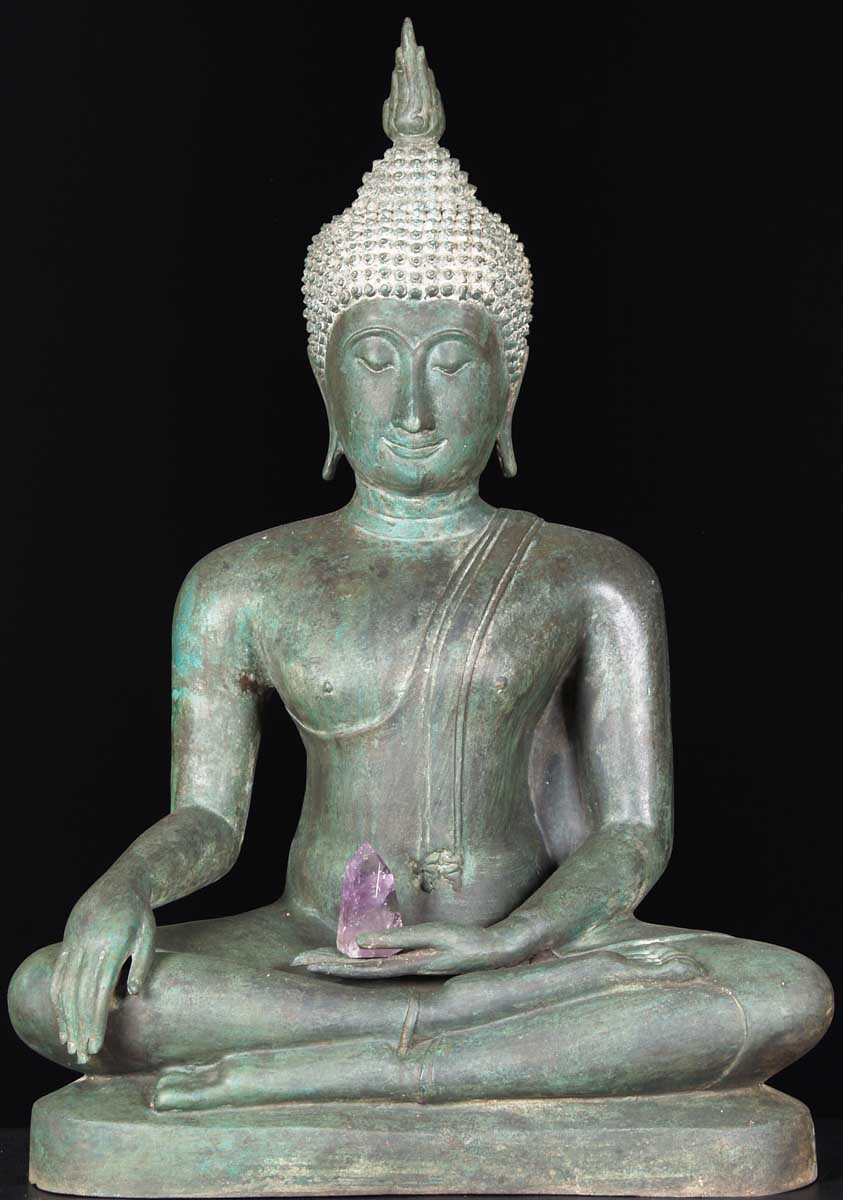 Brass Antique Patina Sukhothai Buddha Statue 29 Brass Antique Patina Sukhothai Buddha Statue 29